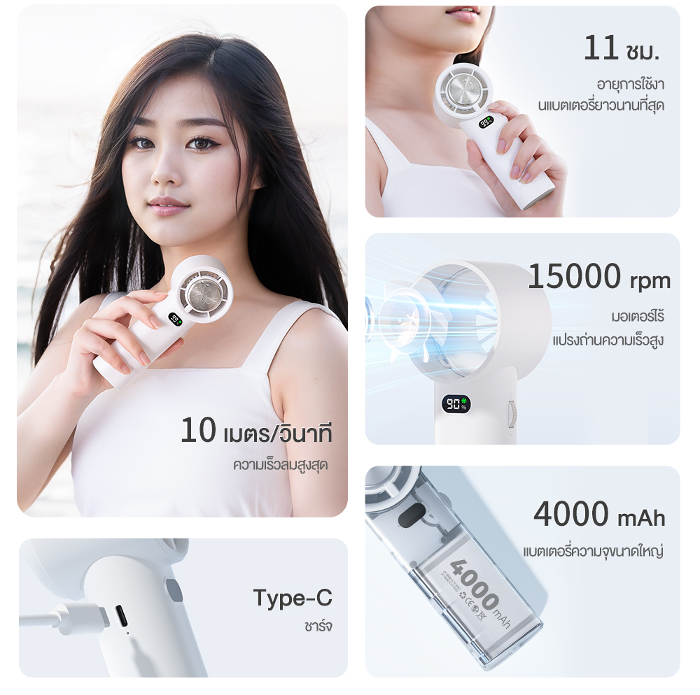 Simplus BlastX พัดลมมือถือขนาดเล็ก แรงลมแรง ปรับ 100 ระดับ พร้อมฟังก์ชันประคบเย็น DFSH013 ...