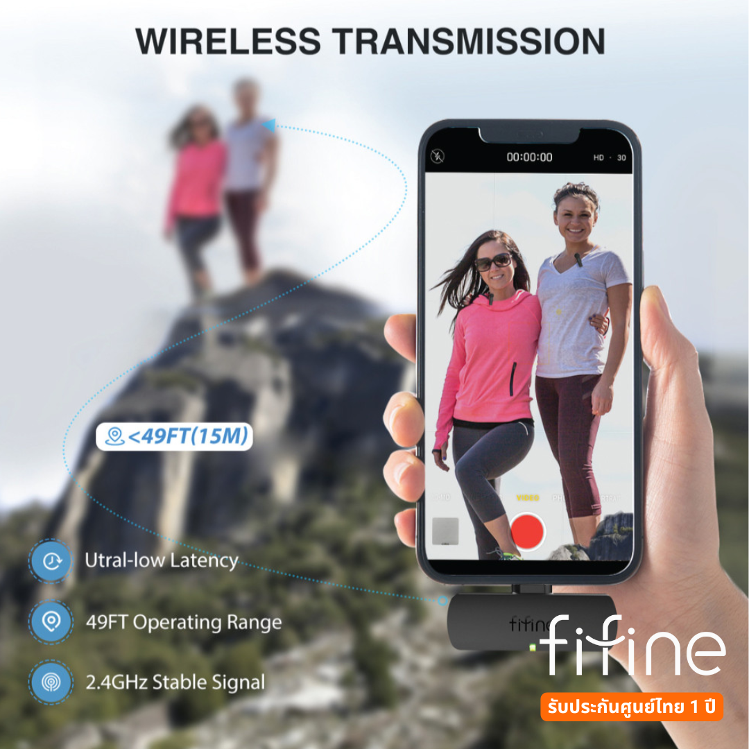 Fifine ไมค์โครโฟน M8 USB-C Dual Wireless Lapel Mic Type 2.4G Dual ...