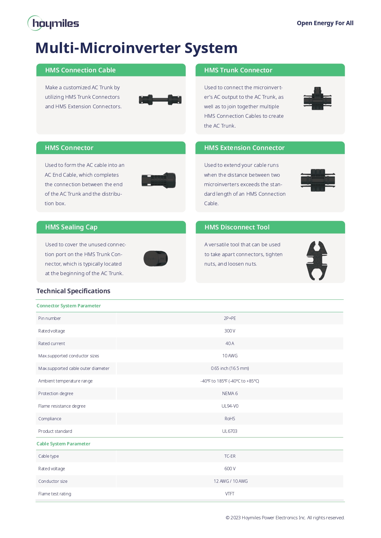 Hoymiles HMS Connection Cable EN40-230 รุ่น HMS-2000D-4T สายไฟกระแสสลับ ...