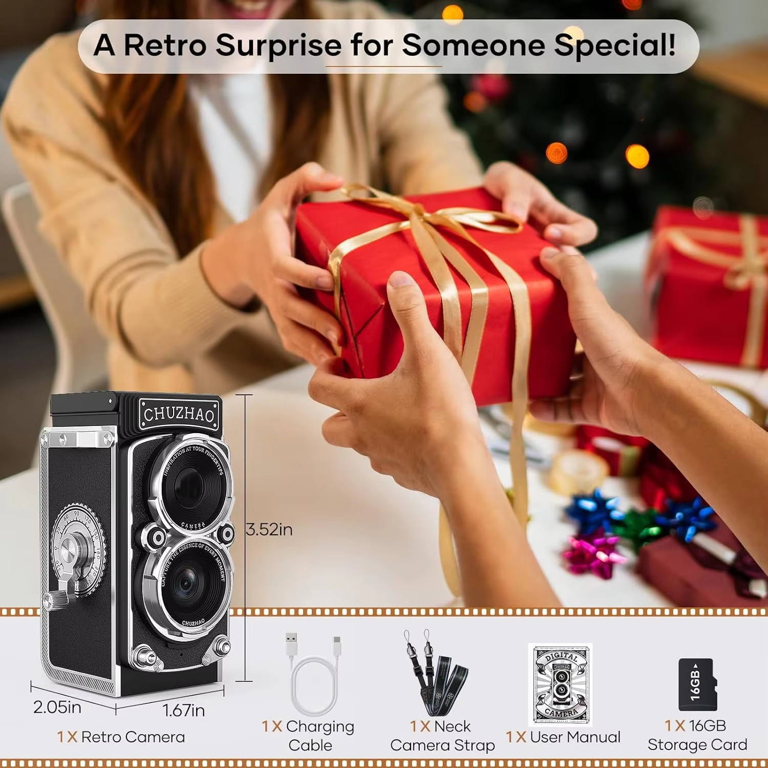 Chuzhao Digital TLR กล้องจําลอง Dual-Reverse Digital Camera Retro ccd ...