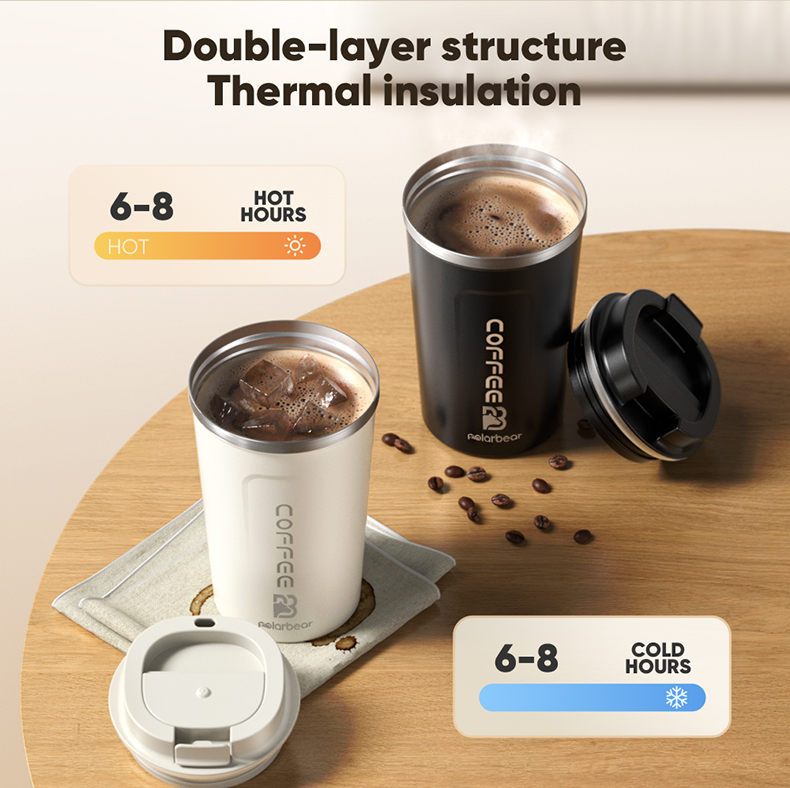 Polarbear แก้วกาแฟพกพา เก็บความเย็น 380ML 510ML แก้วกาแฟ แก้วเก็บอุณหภูมิ สแตนเลสแบบพกพา น้ำ ...