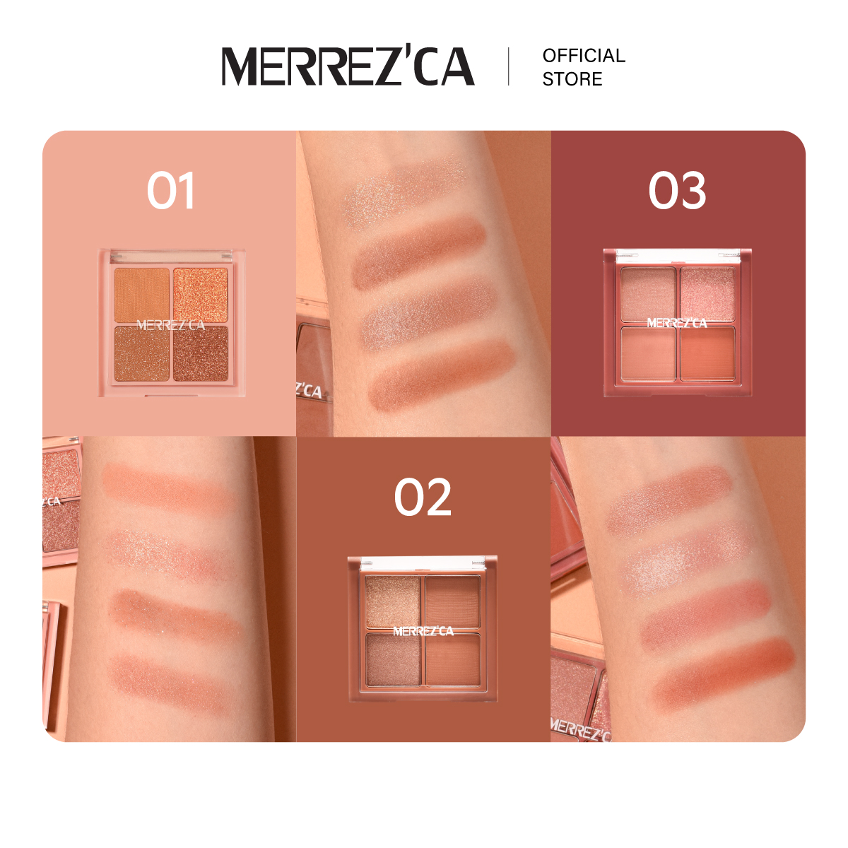 Merrezca Eye Color Palette อายแชโดว์พาเลท สีโทนชมพูโรสโกลด์ พิกเมนต์ ...