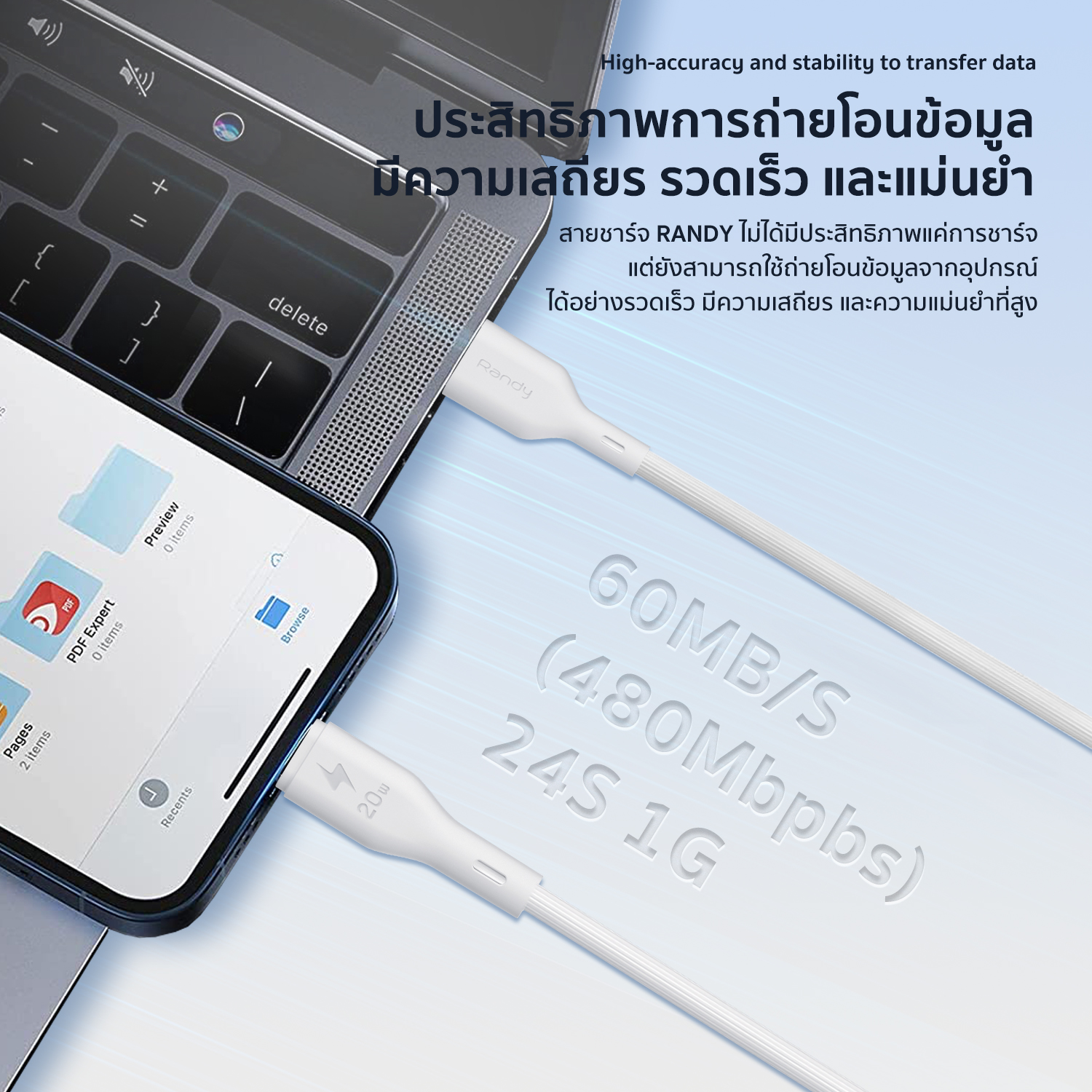 [รับประกัน 24 เดือน] RANDY Micro เป็น Usb สายข้อมูล สายชาร์จเร็ว USB 3A 1M 2M วัสดุทนไฟ การชาร์จ ...
