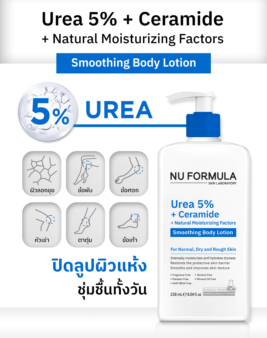 NU FORMULA Urea 5% + Ceramide + Natural Moisturizing Factors Smoothing ...
