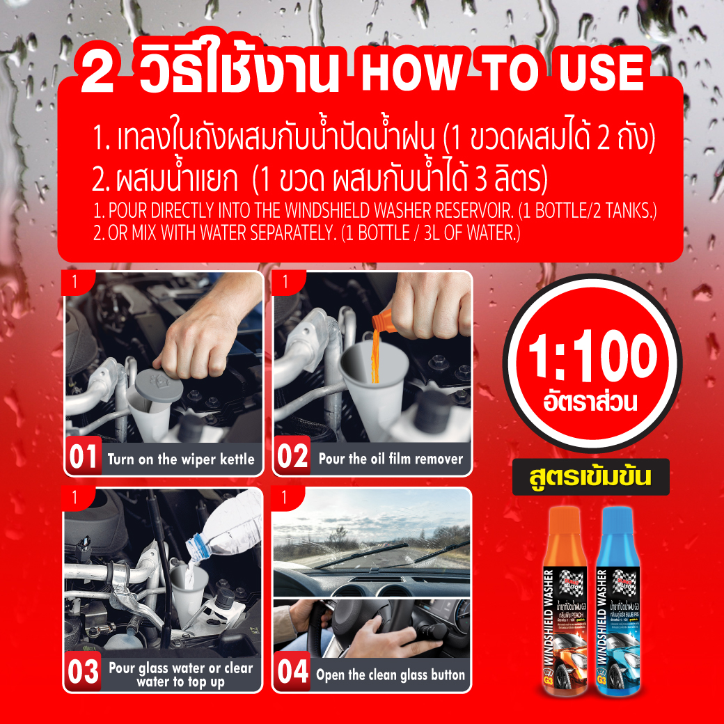 น้ำยาที่ปัดน้ำฝน G3 32ml SUMO AUTO ทำความสะอาดกระจกหน้ารถ Windscreen ...