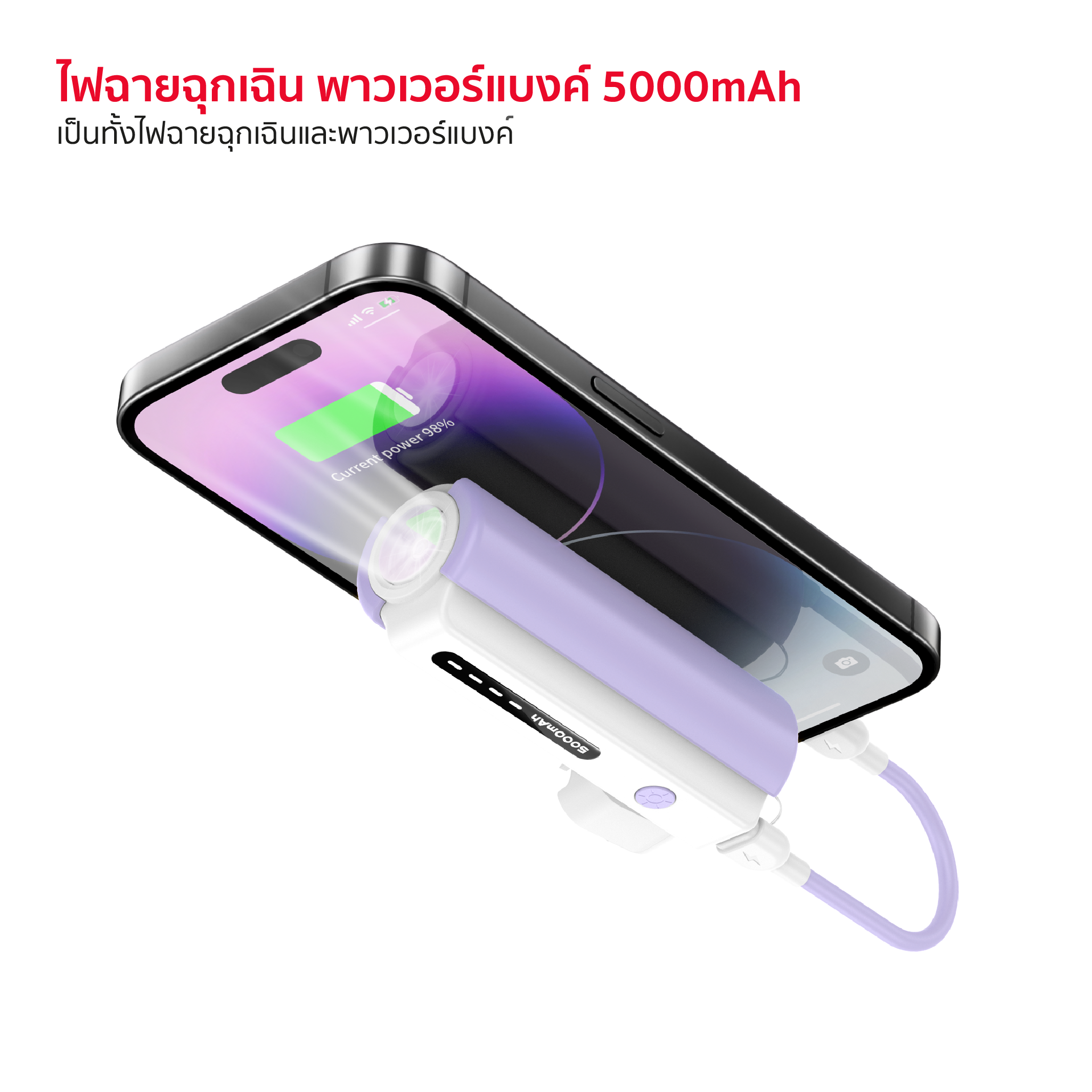 [ ใหม่ ] Power bank 5000mAh MOFIT MP05-C07 / MP05-L07 แบตสำรอง สายชาร์จ ...