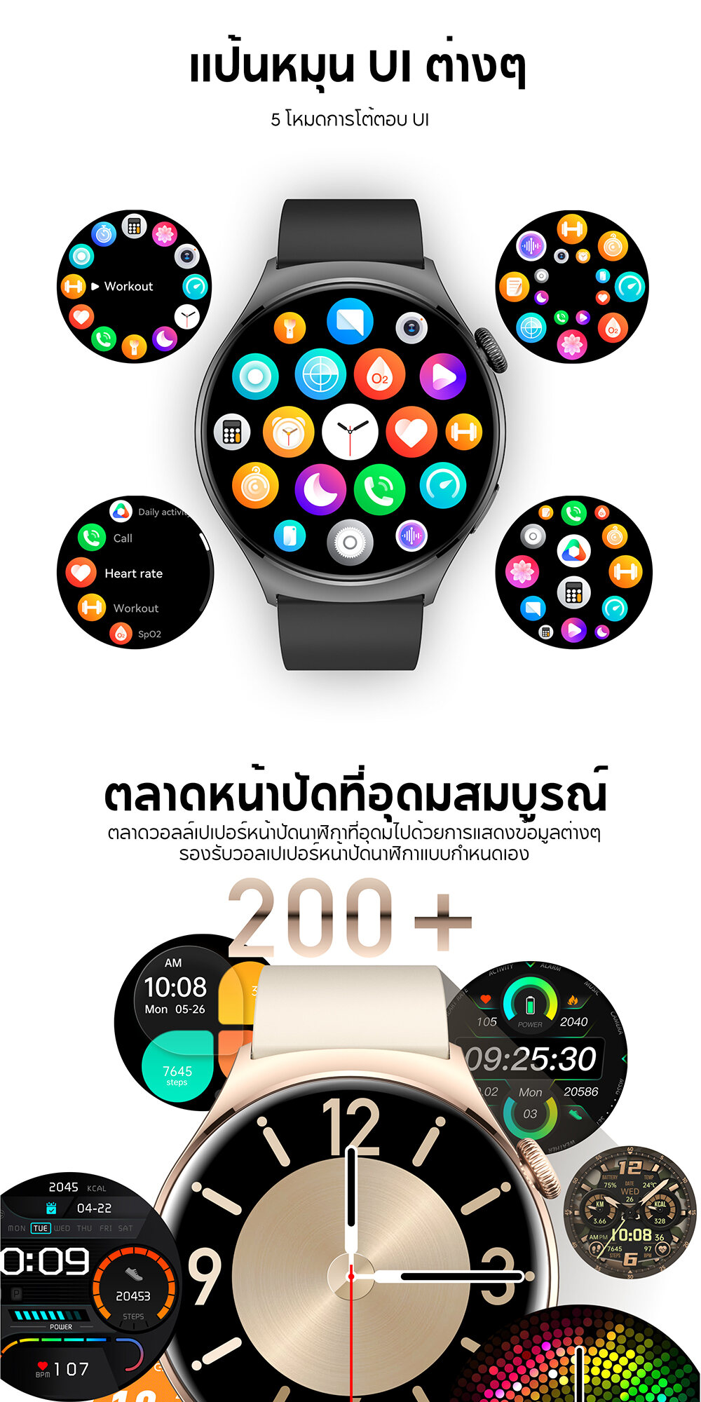 Aolon Mars R3 สมาร์ทวอทช์ Amoled smartwatch IP68 กันน้ำ 300mAh นาฬิกา ...