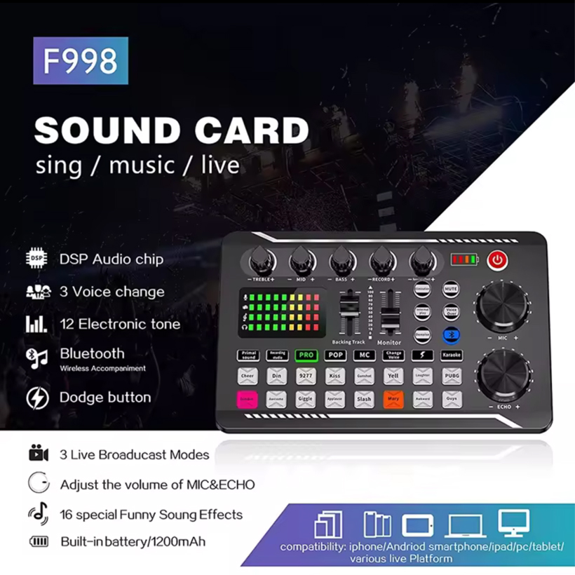 การ์ดเสียง รุ่นF998 สดการ์ด Sound Card F998 เข้ากันได้กับหลายแพลตฟอร์ม ...