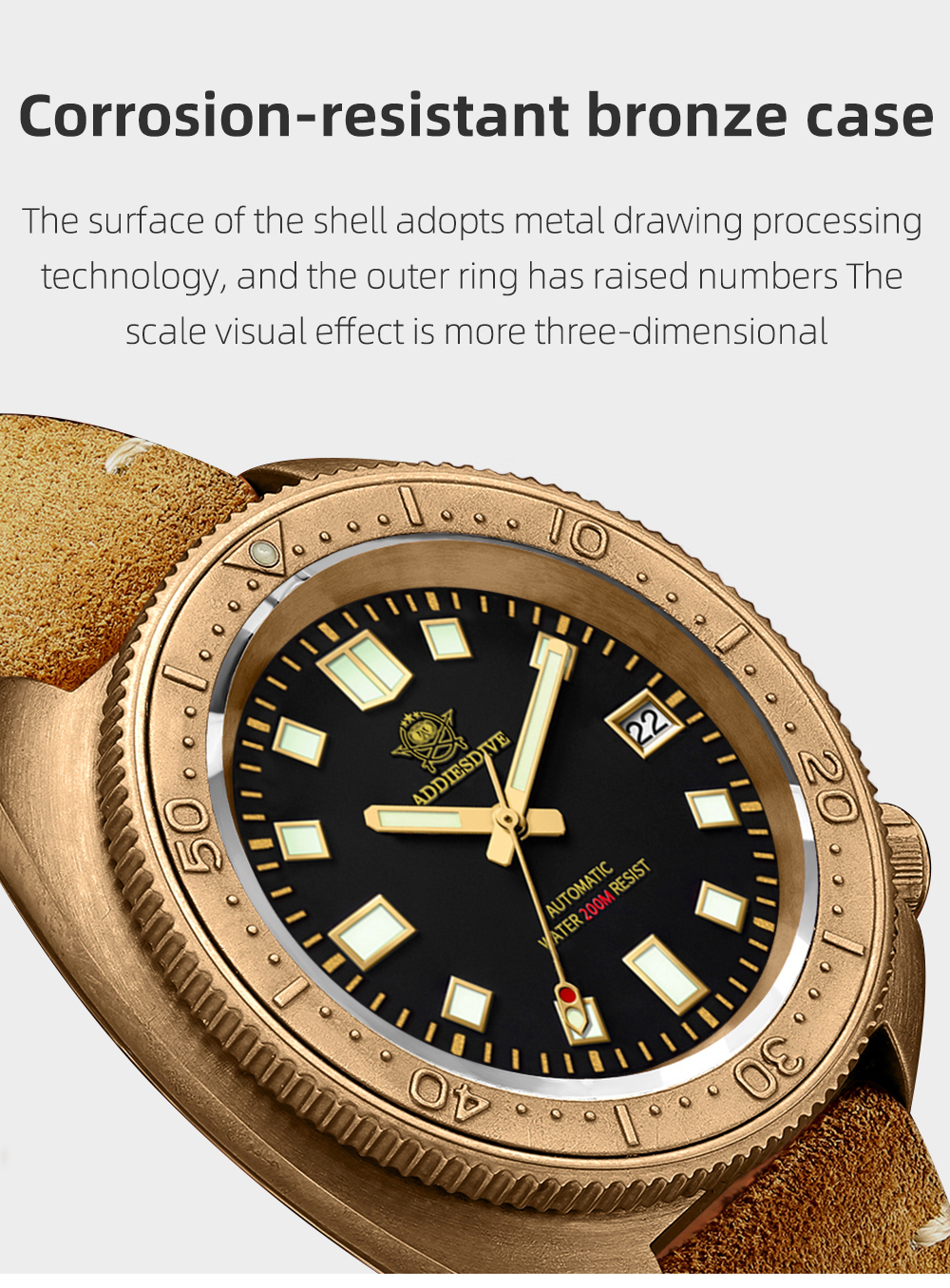 [Pre-order][ออโต้] Addiesdive AD2104 CUSN8 Captain W. 44MM C3 AR Flat ...