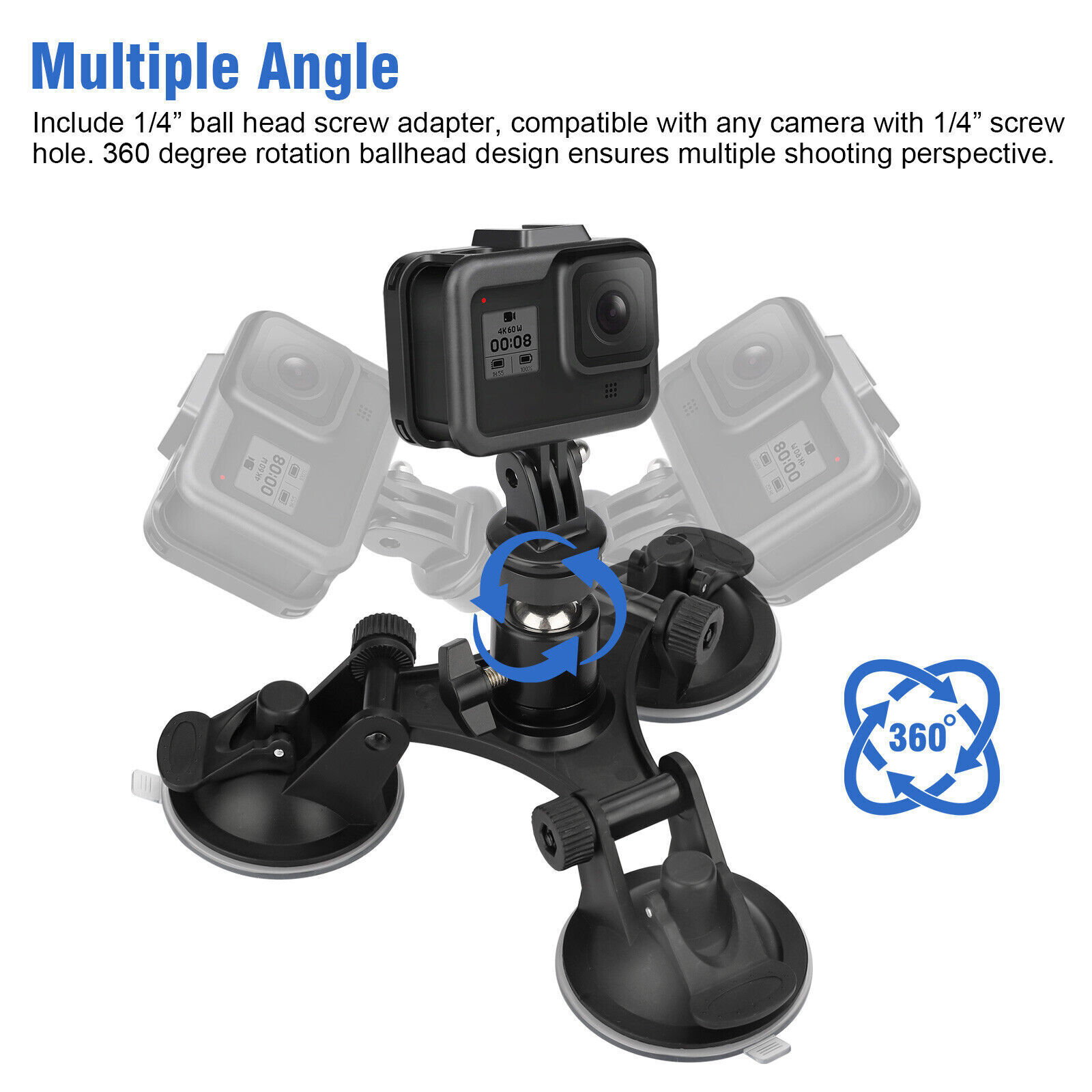 Triple Suction Car Mount For Insta360 Gopro Hero | Shopee Thailand