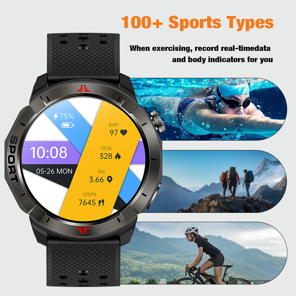 Aolon Navi R4 GPS นาฬิกาอัจฉริยะ 1.43หน้าจอ AMOLED 410mAh นาฬิกาสีดำ ...