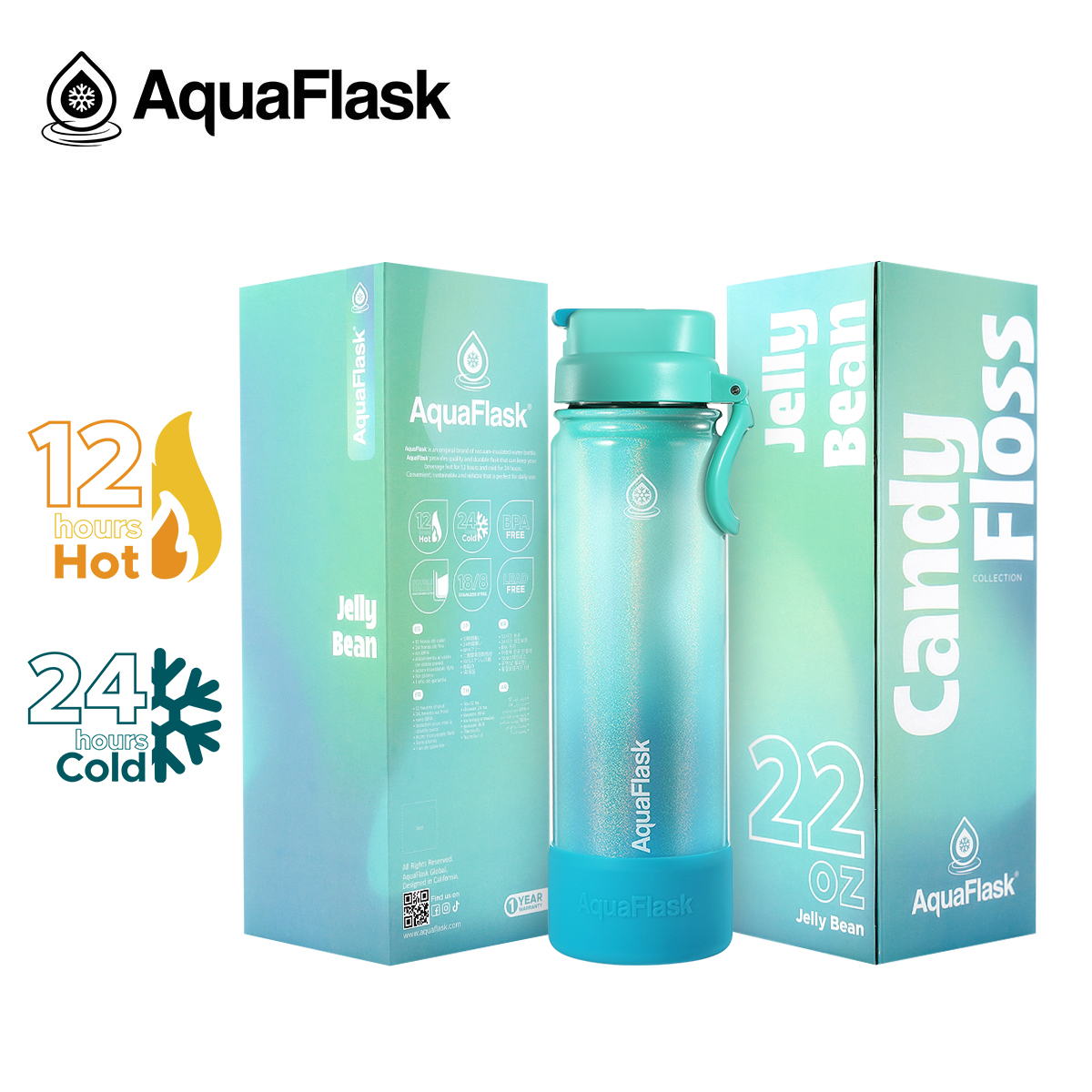 AquaFlask Candy Floss Collection กระบอกน้ำเก็บความเย็นพร้อมหลอดในตัว ...