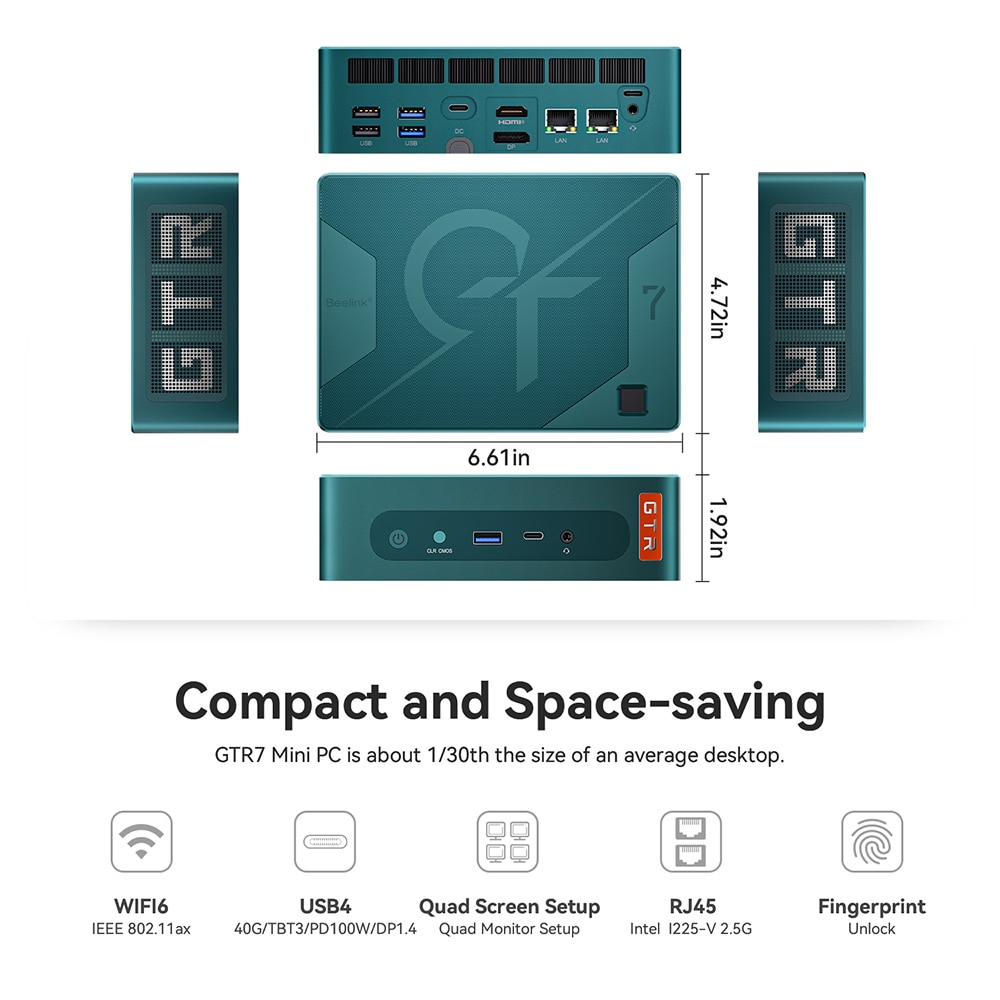 คอมพิวเตอร์ขนาดเล็กแบบ Beelink mini PC Ryzen GTR7 PRO 7940HS All ...