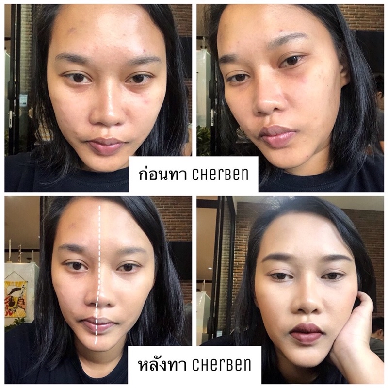 ครีมรองพื้นเฌอเบญ Cherben( สั่ง 1 ขวด แถมฟองน้ำ 1 ชิ้น) ปกปิดฝ้า กระรอยดำ กันแดด | Shopee Thailand