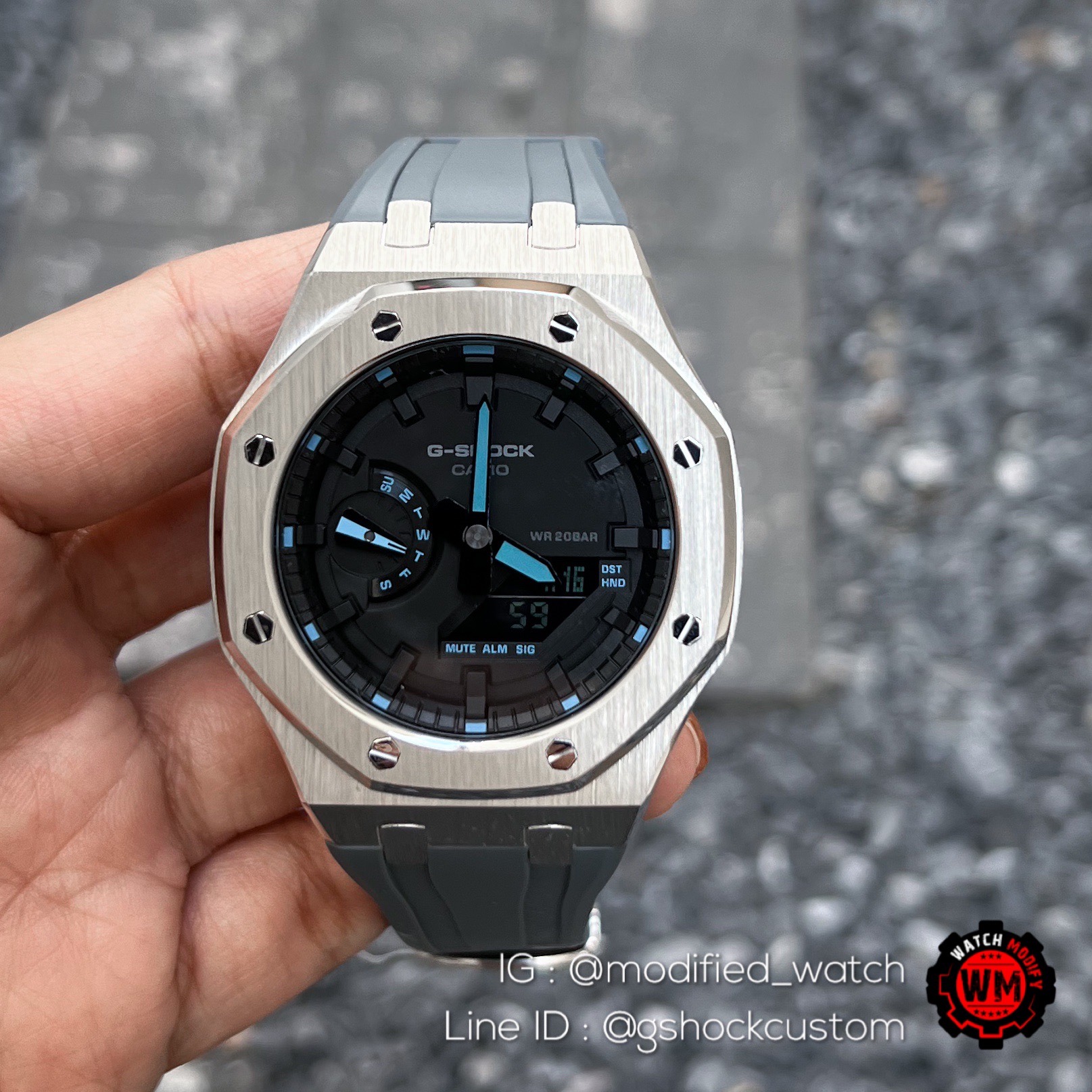 G-Shock Casioak Silver Grey Rubber AP style Customized | Shopee Thailand