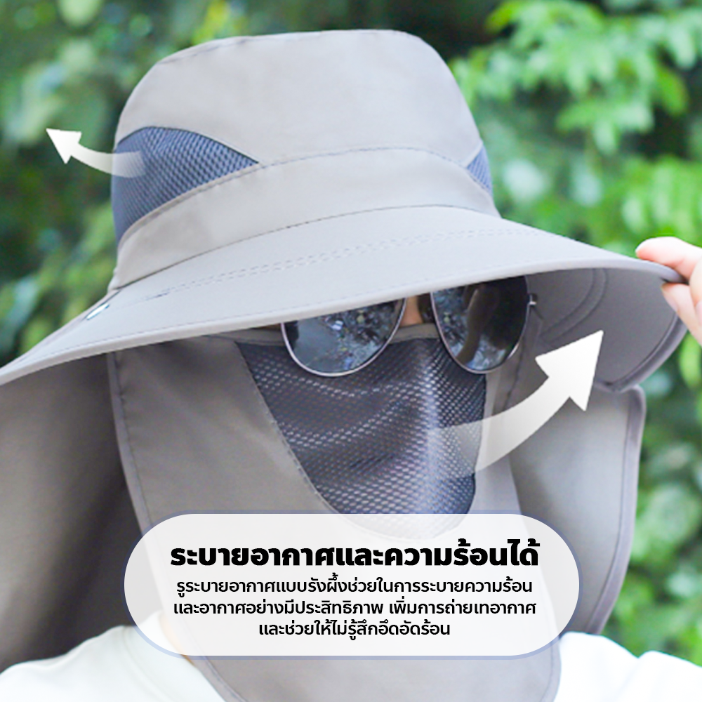 ERORO หมวกปีกคลุมคอคลุมหน้า ป้องกันรังสียูวี ระบายอากาศได้ดี | Shopee ...