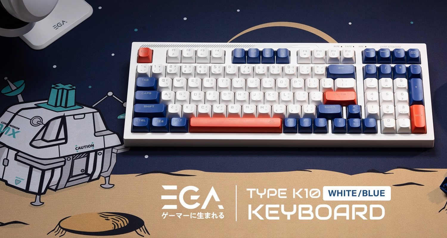 EGA TYPE K10 คีย์บอร์ดเกมมิ่ง แบบ 96% สวิตช์เมมเบรน โหมดไฟแบบ RGB ...