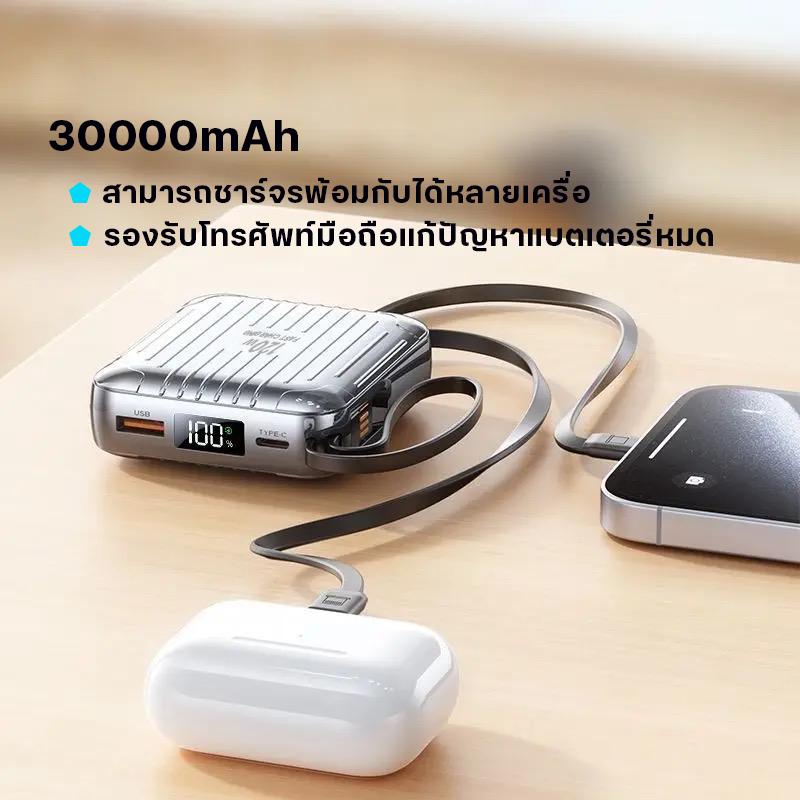 TUWO 【2025รุ่นใหม่ล่าสุด】power bank พาวเวอร์แบงค์ 30000mAh 120W Fast ...