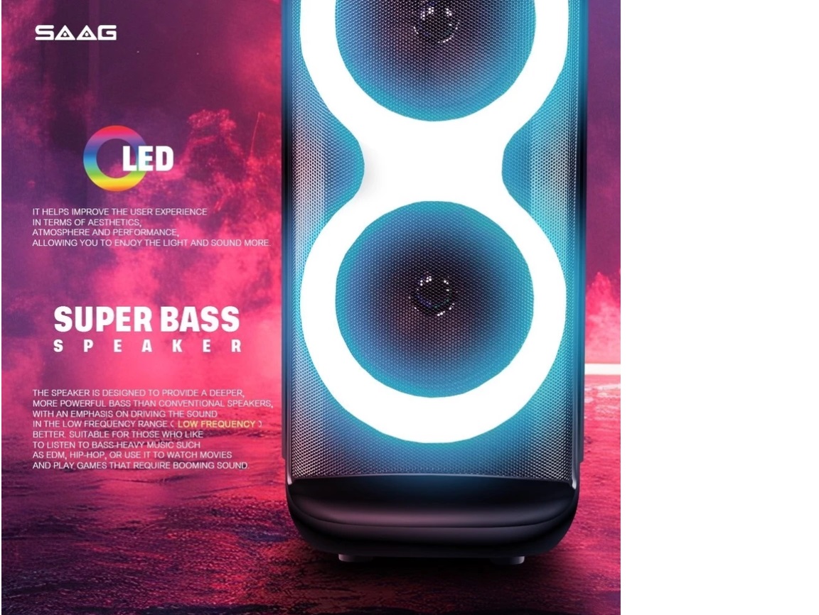 ลำโพงบลูทูธ SAAG รุ่น BLAZE Speaker ลำโพงปาร์ตี้ไร้สาย พร้อมไมค์ลอยคู่ มีไฟ LED By Monkeyking7 ...