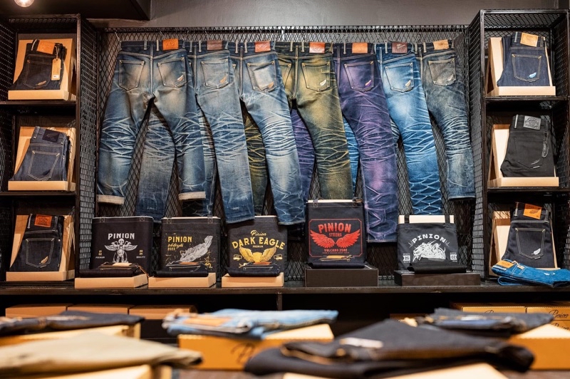 Pinion Denim 24oz BY Okayama Denim Newอสูรแดงไวน์ (Indigo X Wine 24oz ...