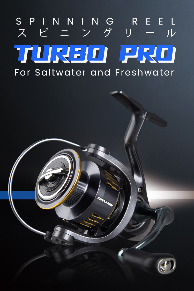 SEAHUNTER Turbo Pro รอกสปิน 5+1BB 15 กก. screw in handle รอกตกปลา อลูมิเนียม น้ําหนักเบา ...