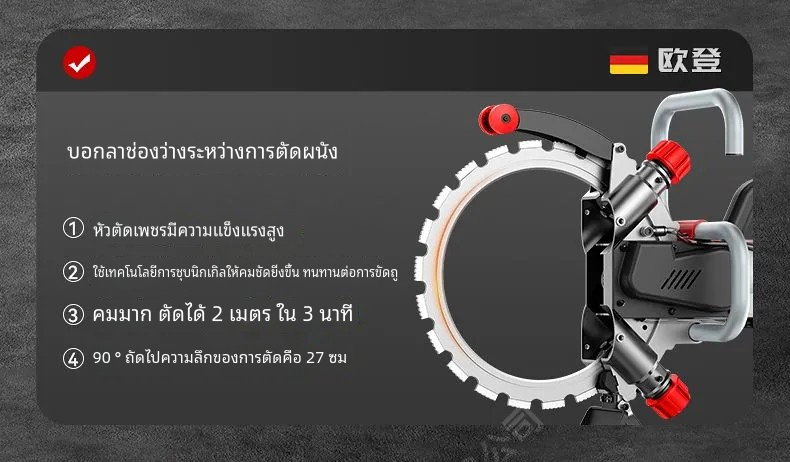 8900W เครื่องตัดผนังคอนกรีต พื้นคอนกรีต ทำลายกำแพง ขนาดใบ 16 นิ้ว ระบบ ...