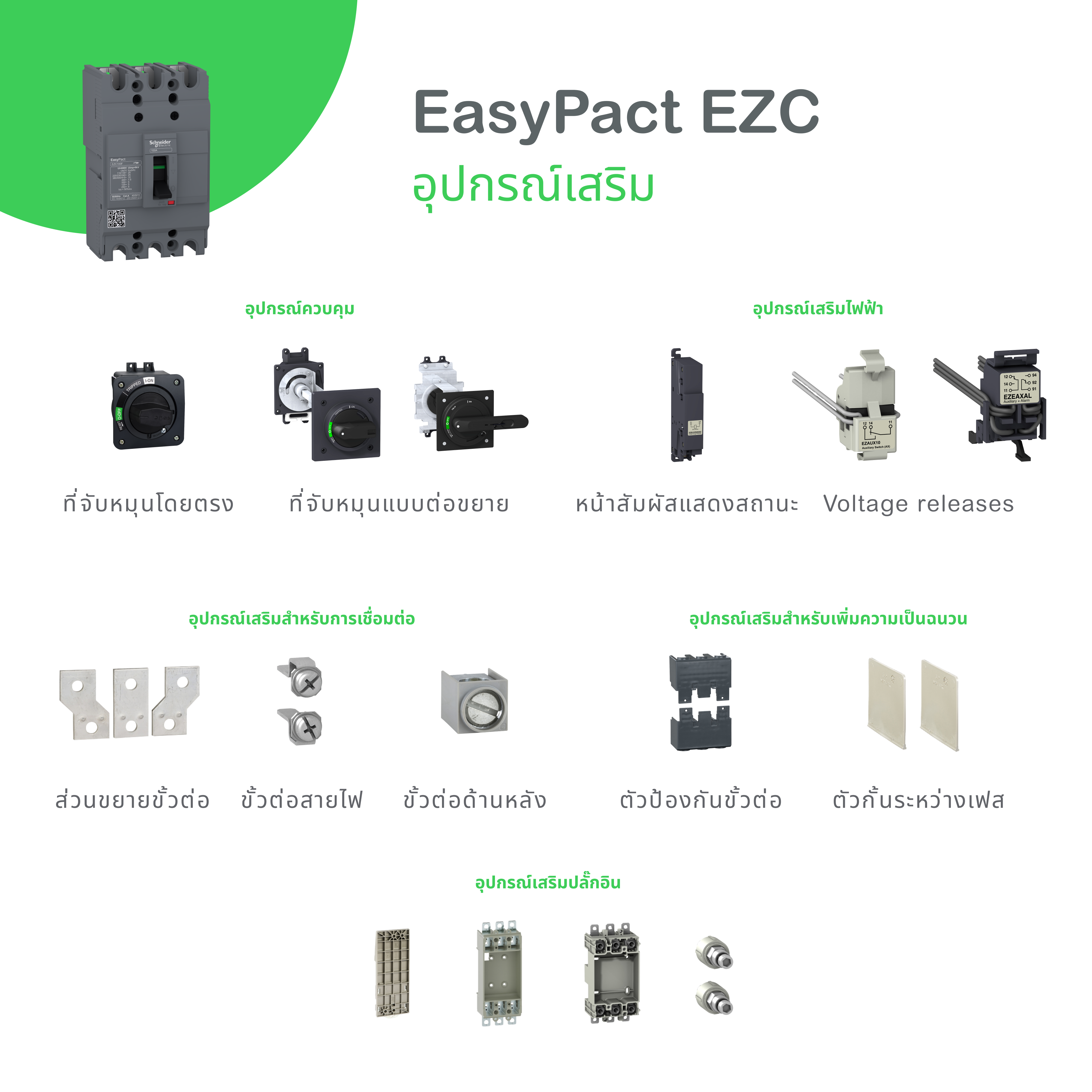 Schneider Electric circuit breaker,EasyPact EZC100N ,TMD, 80A ,3 poles ...