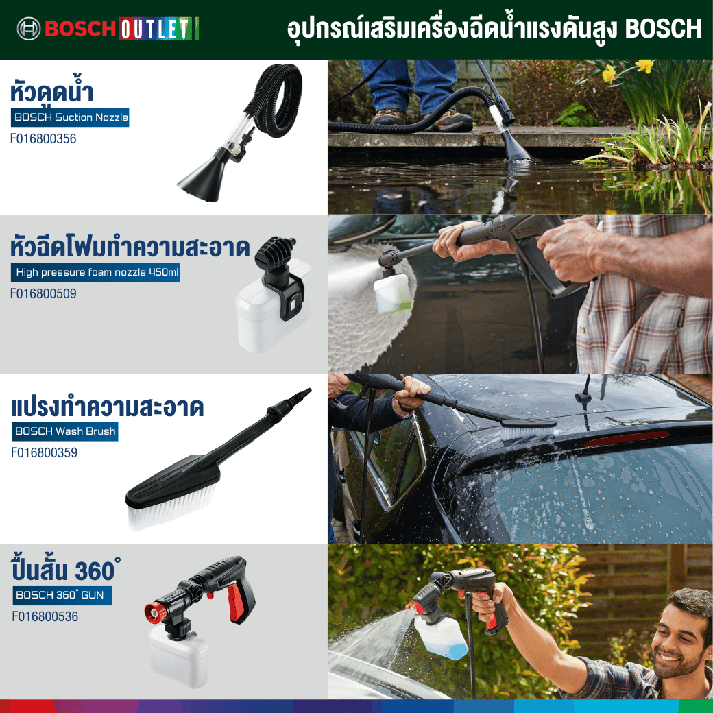 BOSCH Drain Cleaner 10 m สายล้างท่อ 10 เมตร อุปกรณ์เสริมเครื่องฉีดน้ำ ...