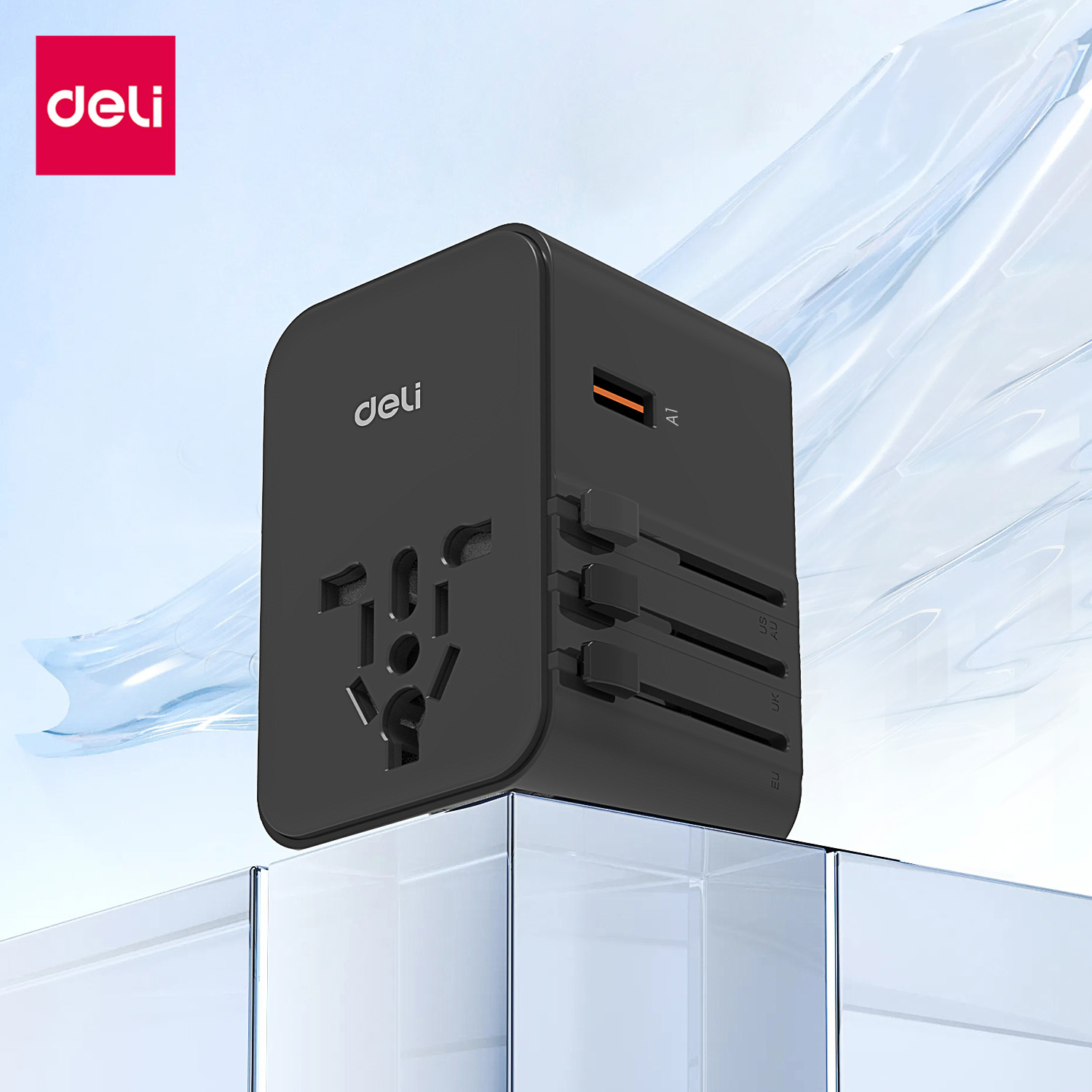 Deli หัวแปลงปลั๊กต่างประเทศ USB A+C ชาร์จเร็ว 75w อแดปเตอร์แปลงไฟ ปลั๊ก ...