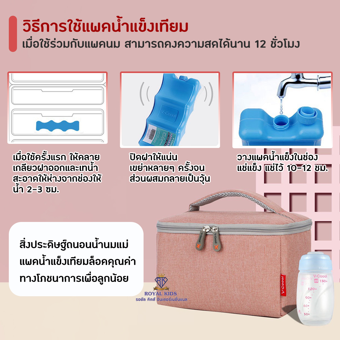 M006 กระเป๋าสัมภาระคุณแม่ V-coool เก็บความเย็น กระเป๋า เก็บนมแม่ ใส่ขวดนม เก็บอุณภูมิได้ ...