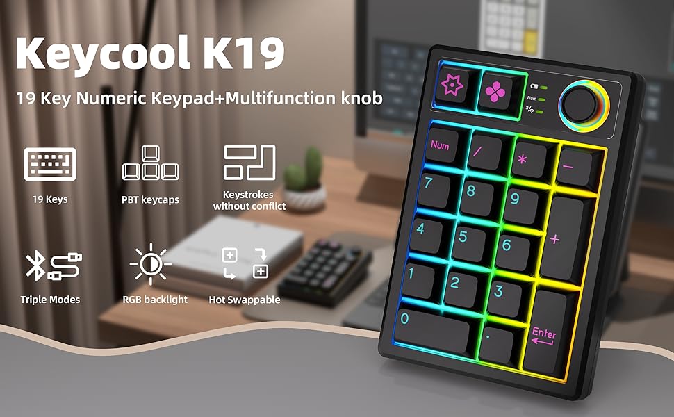 Keycool K19 K21 แป้นตัวเลข Numpad Hot-Swappable Wireless Bluetooth ...
