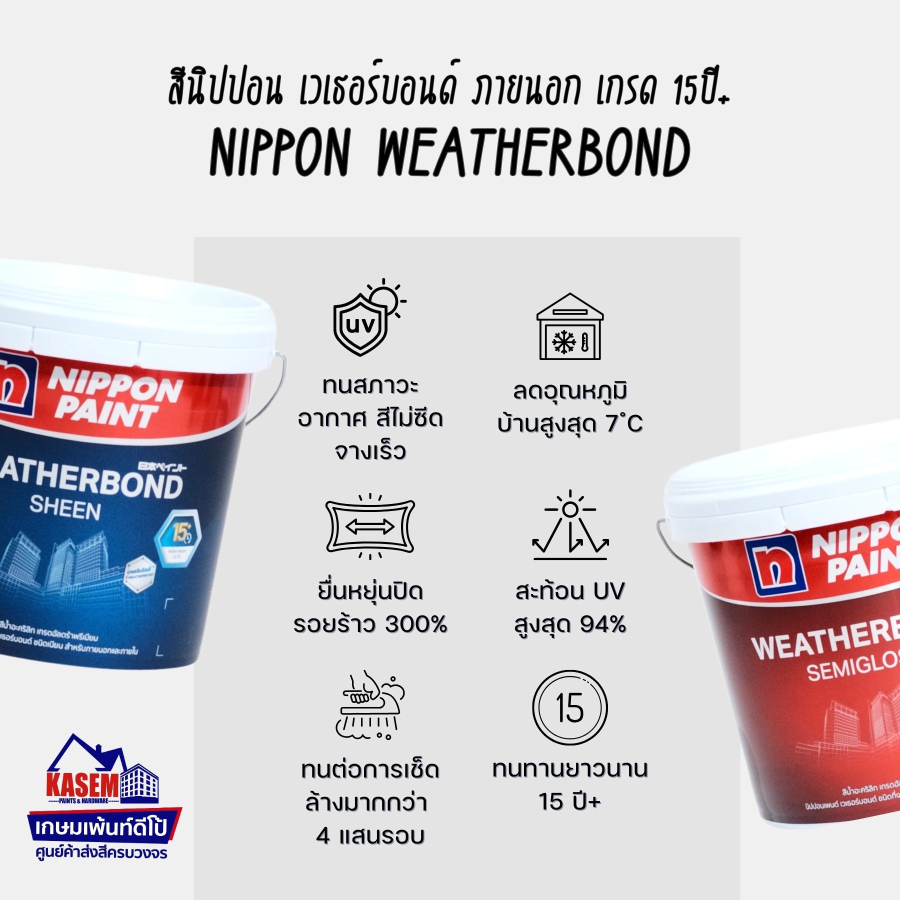 Nippon Paint Weatherbond Sheen White สีนิปปอน เวเธอร์บอนด์ เนียน สีขาว ...