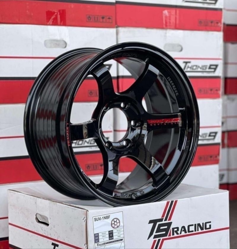 ล้อแม็กซ์ T9 RACINGขอบ18 9 นิ้ว ET 0 6รู139.7สีดำเงาเลเซอร์แดง ล้อ ...