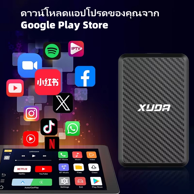 XUDA Android14 Wireless CarPlay/Android Auto 3in1 Quad-Core 4+64GB ...