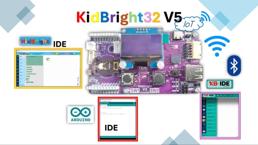 บอร์ด KidBright32 V1.5 Gรุ่นอัพเกรด OLED1.3" PM2.5 sht30 wifi bluetoothใช้ KidBright IDE, KB IDE ...