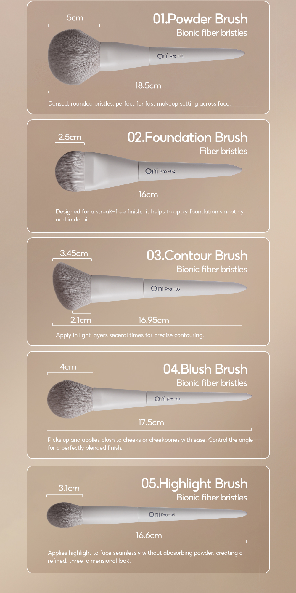 Oni Pro Makeup Brush, Soft Foundation Blush Eyeshadow Brushes ชุดแปรงแต่งหน้า แปรงรองพื้น แปรงบ ...