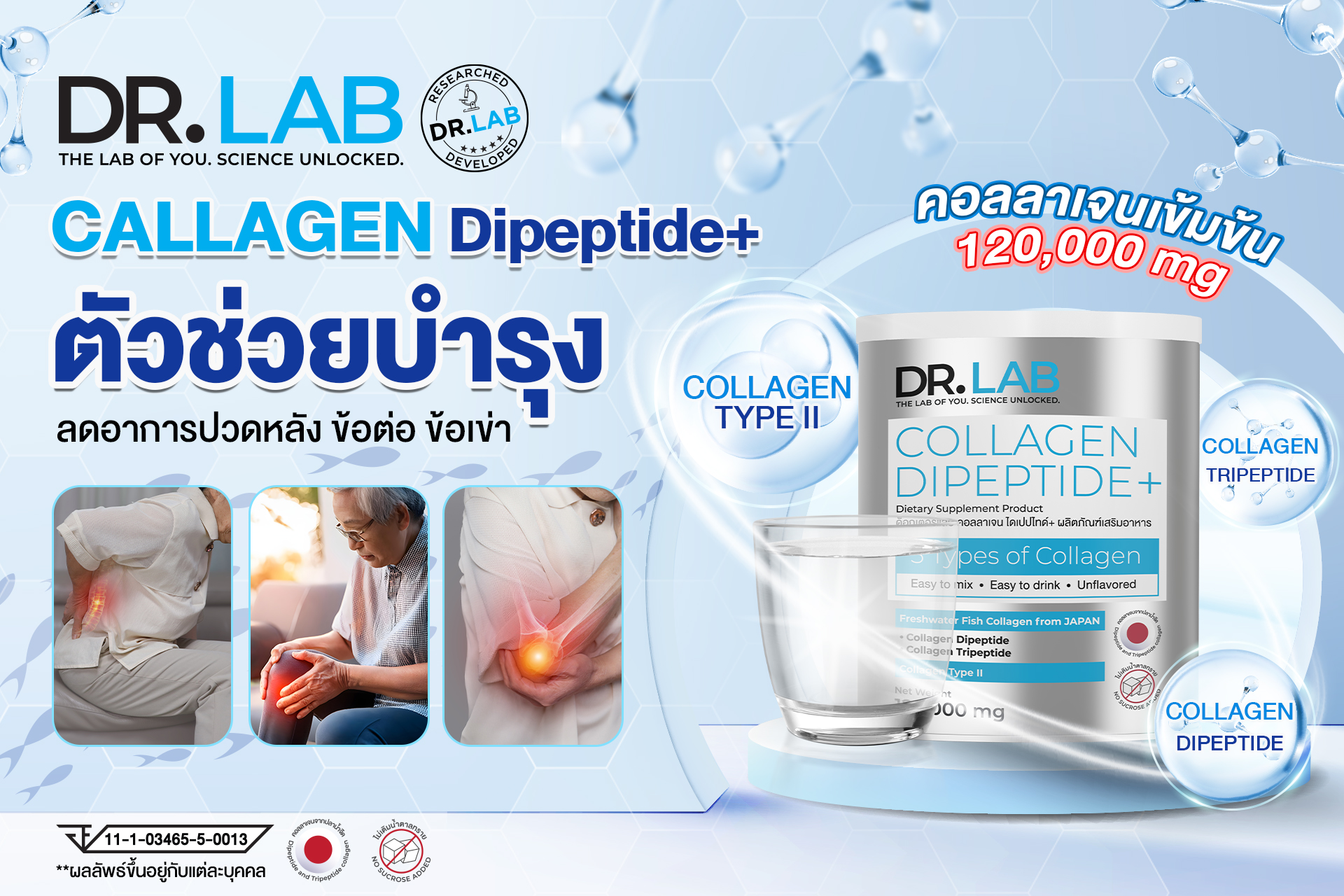 DR.LAB Collagen type2 collagen ชง dipeptide บำรุงกระดูก ข้อเข่า คอลลา ...