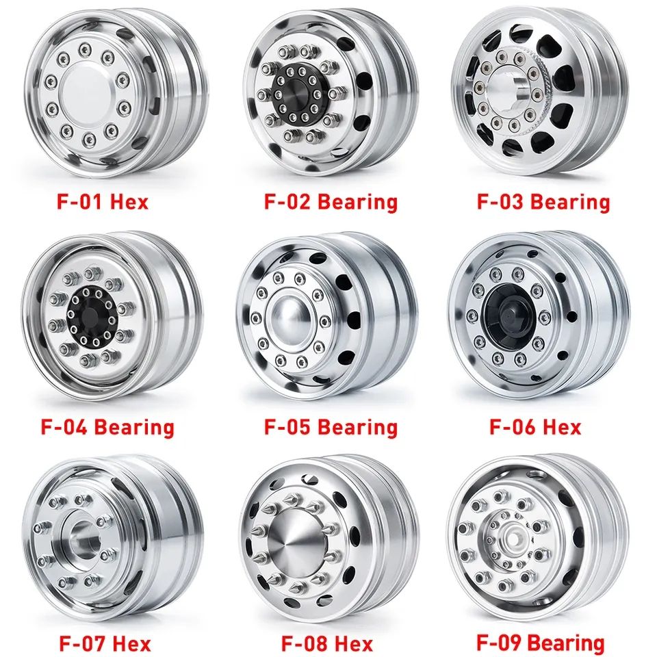 1/14 Tamiya Front Wheel Hub Metal Bearing/Hex Wheel Rim for 1/14 Tamiya ...