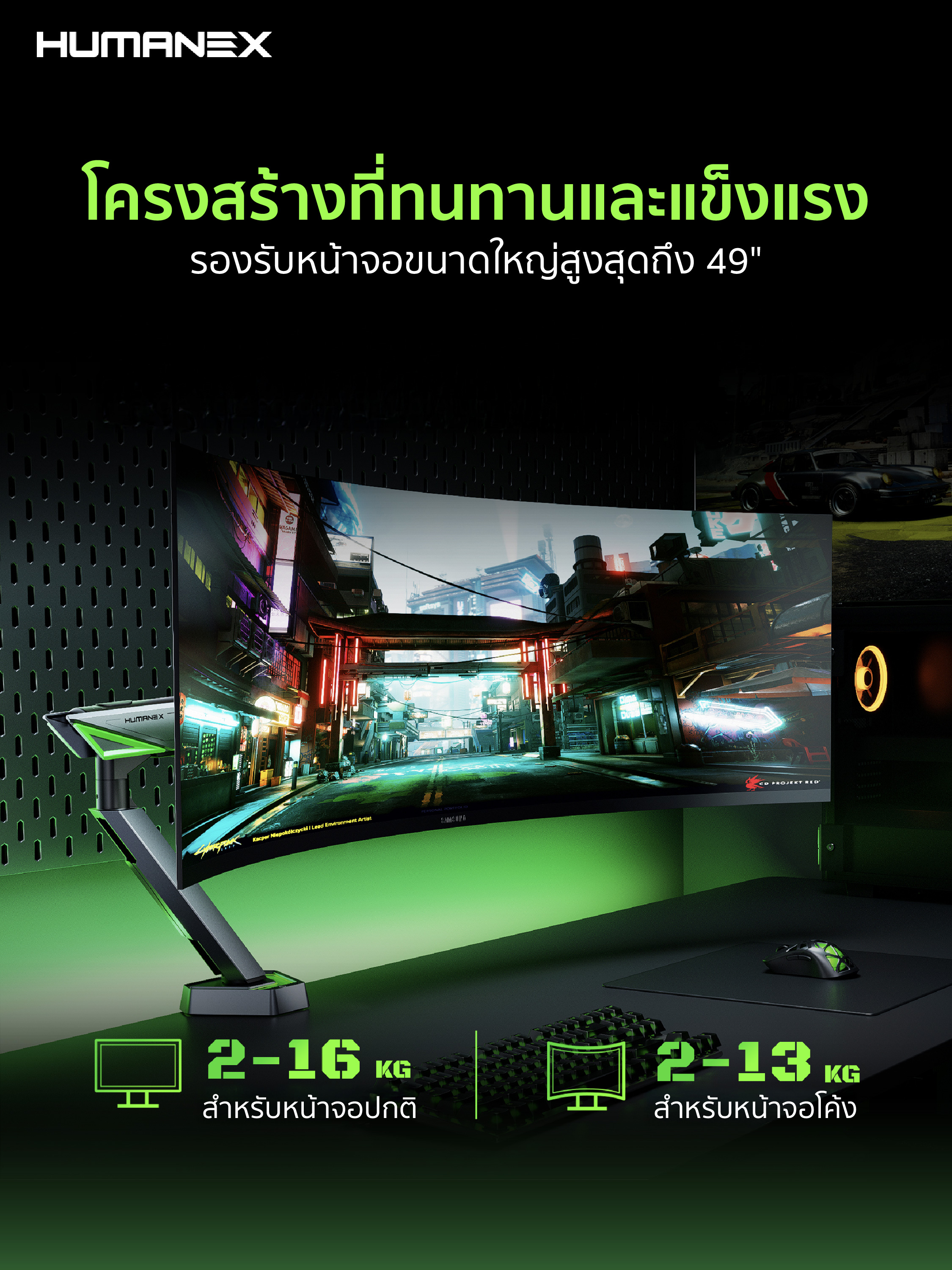 ขาตั้งจอมอนิเตอร์ Humanex TX03-1G / TX03-2G Infinity Mirror RGB ...