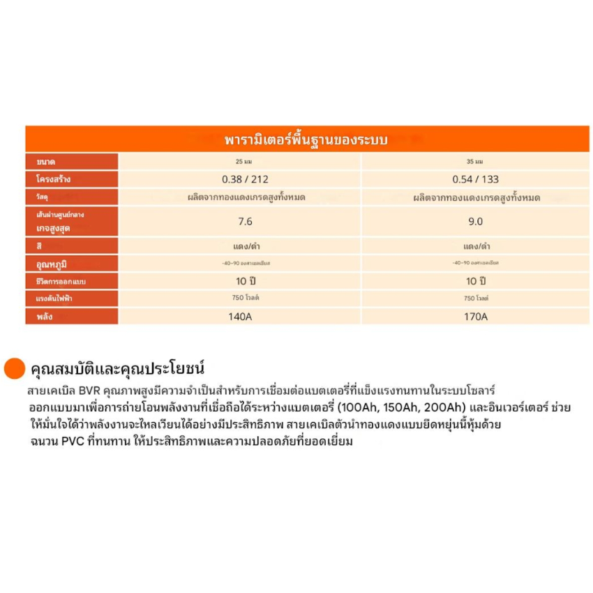 สายแบตเตอรี่ Lumira ขนาด 25mm. / 35 mm. ความยาว 20M (สีแดง / สีดำ ...
