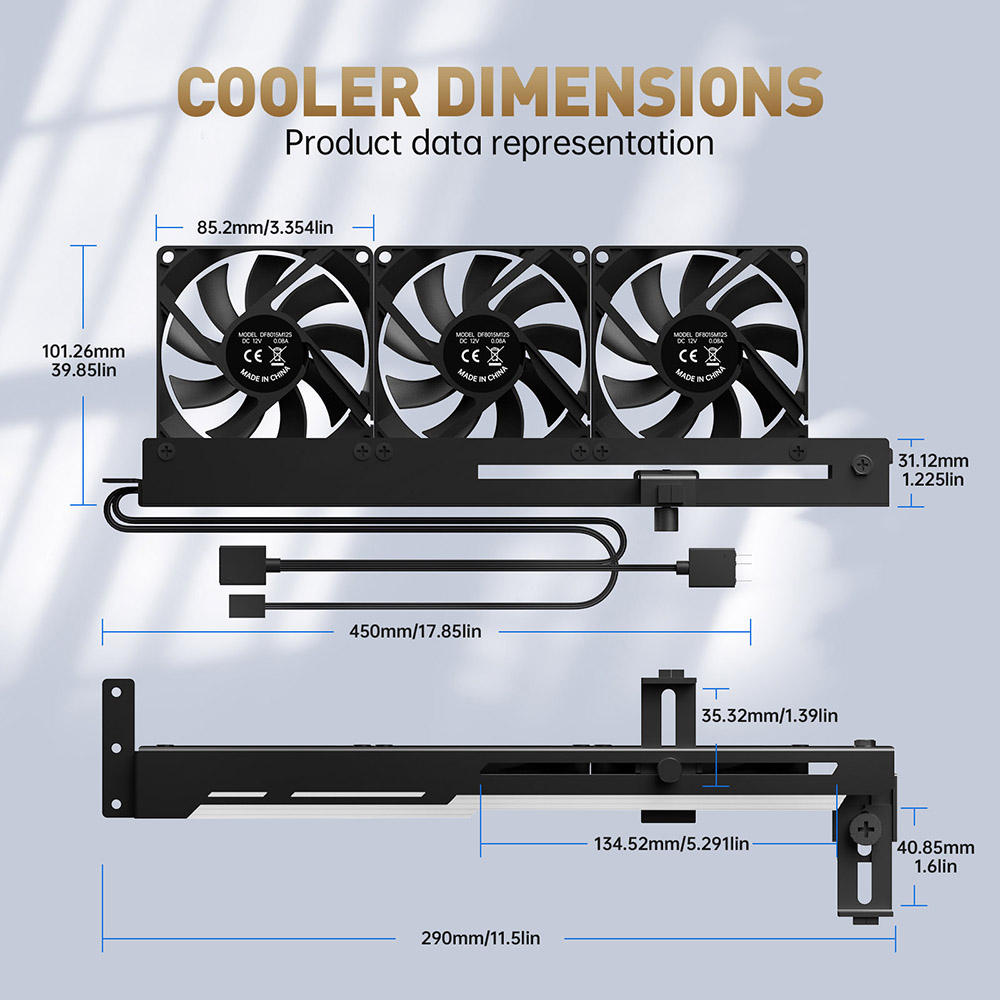 AsiaHorse Graphics Card Cooler with ARGB 5V 3Pin LED and Three 80mm ...