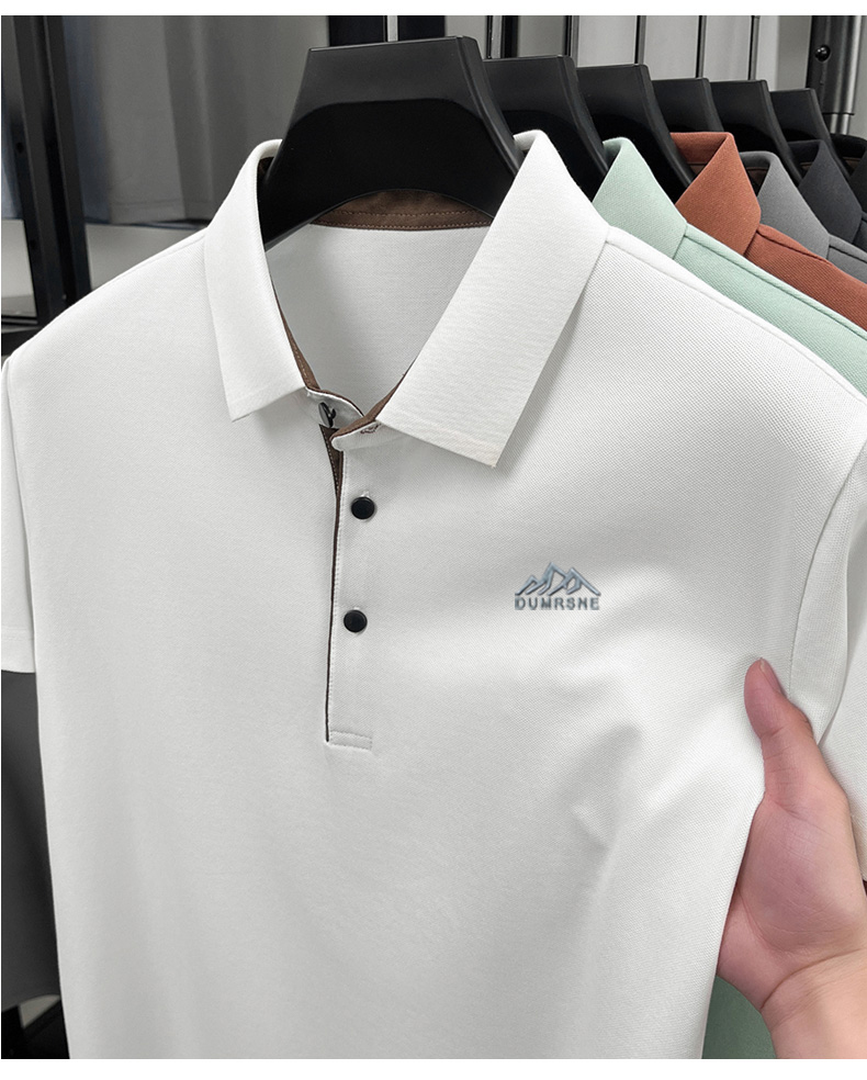 DIV POLO-1099-XSผู้ชายผ้าฝ้ายแท้เสื้อโปโลปกปักแขนสั้นสีทึบสบายๆทุกการ ...