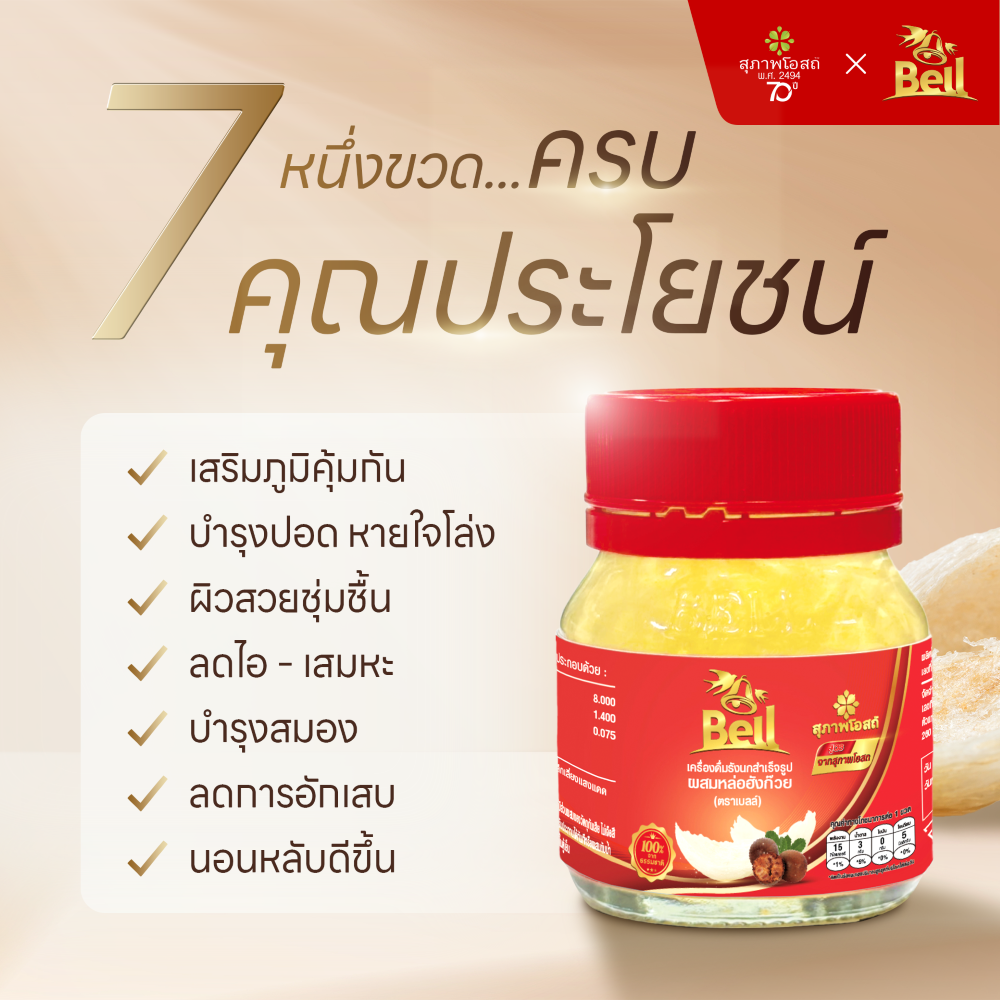สุภาพโอสถ Bell รังนก สูตรหล่อฮังก๊วย (45 มล. x 6 ขวด) 2 กล่อง | Shopee ...