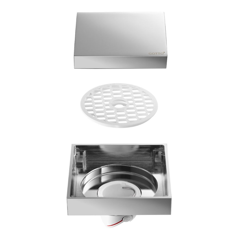 Cotto CT6405Z2P(HM) ตะแกรงน้ำทิ้งทองเหลืองเหลี่ยม ติดตั้งกับท่อพีวีซี 2 ...