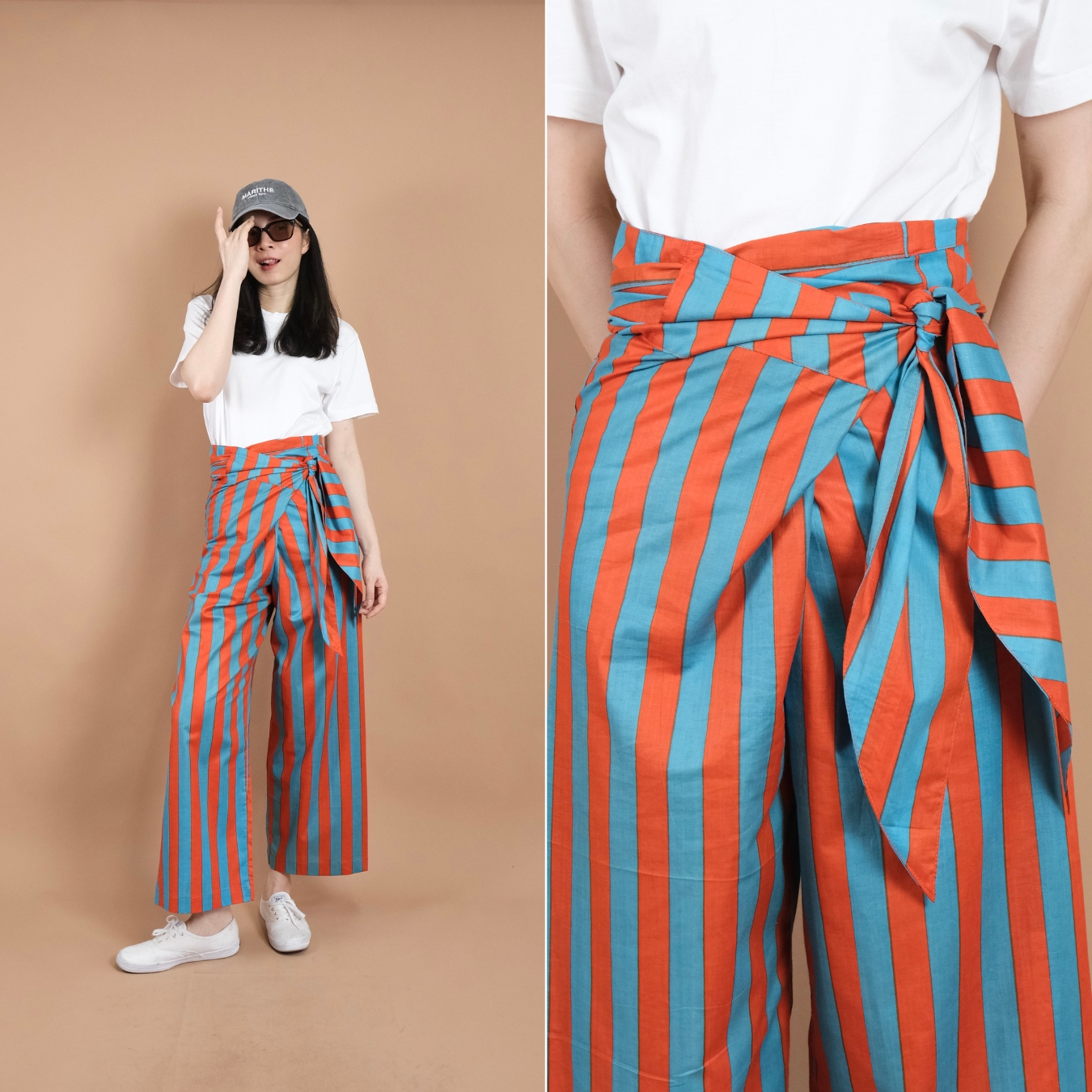 กางเกงขายาว Wrap Pants two colors made by indian cotton กางเกงเลผูกข้าง ...