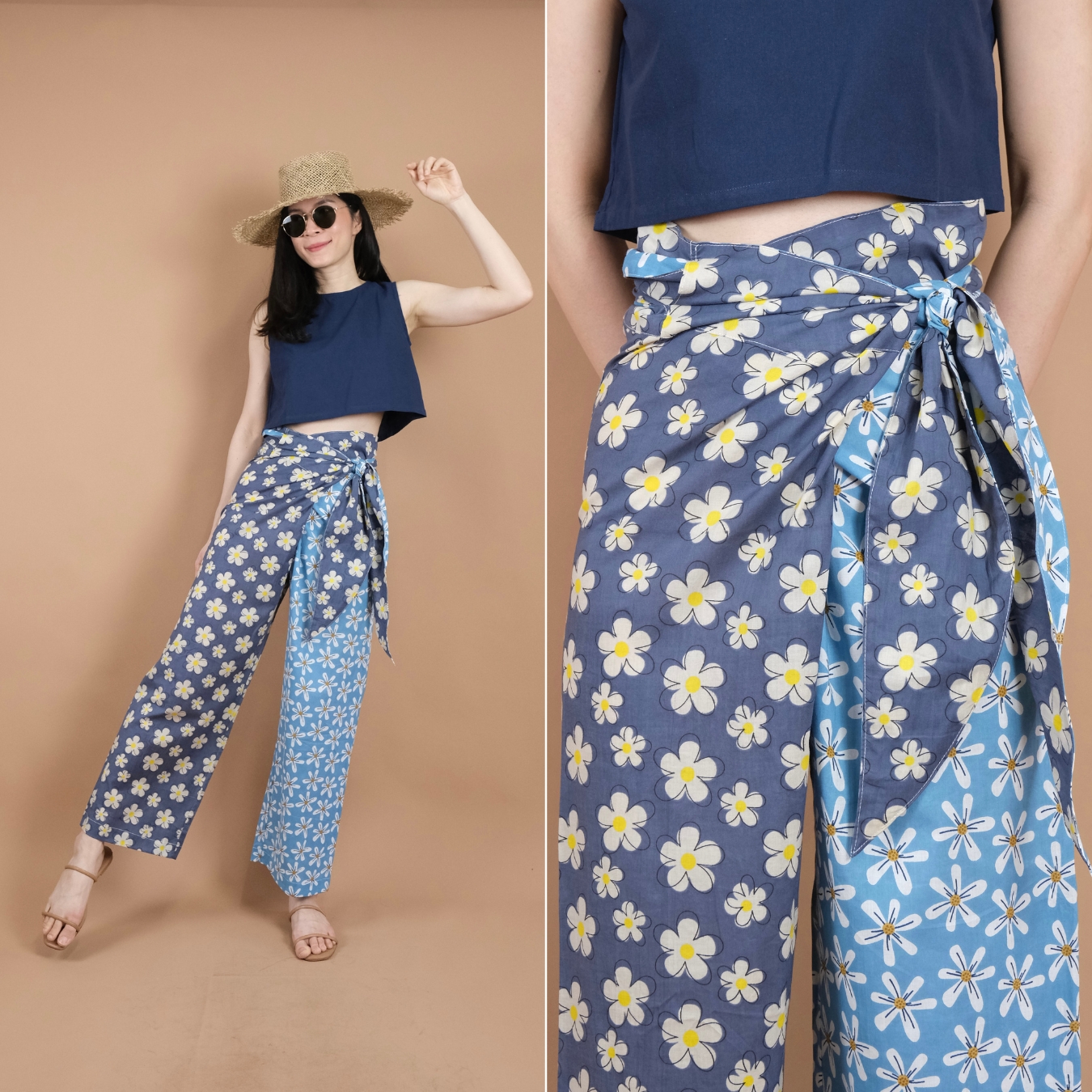 กางเกงขายาว Wrap Pants two colors made by indian cotton กางเกงเลผูกข้าง ...
