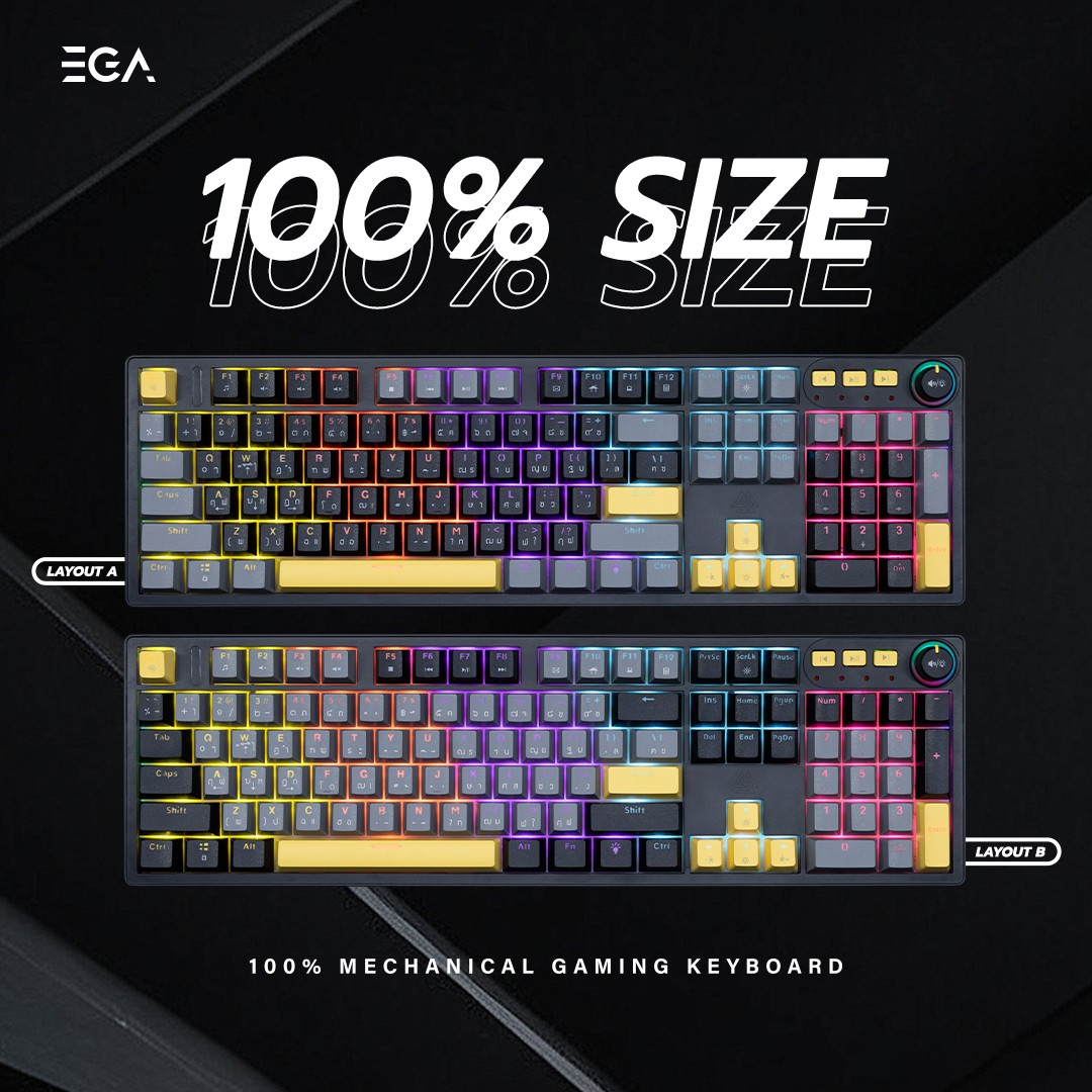[ประกัน 2 ปี] EGA TYPE CMK12 คีย์บอร์ดเกมมิ่งขนาด100% Hot-Swappable 3 ...
