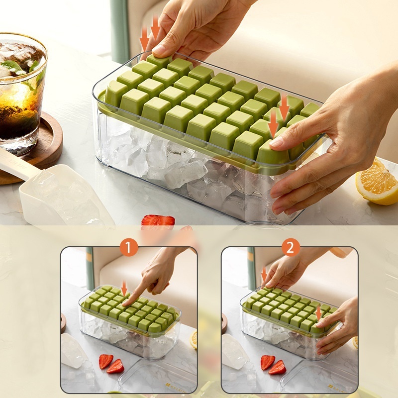 Boqi Factory แม่พิมพ์ทำน้ำแข็ง ที่ทำน้ำแข็ง มีฝาปิด พร้อมถาด แถมฟรี ที่ ...