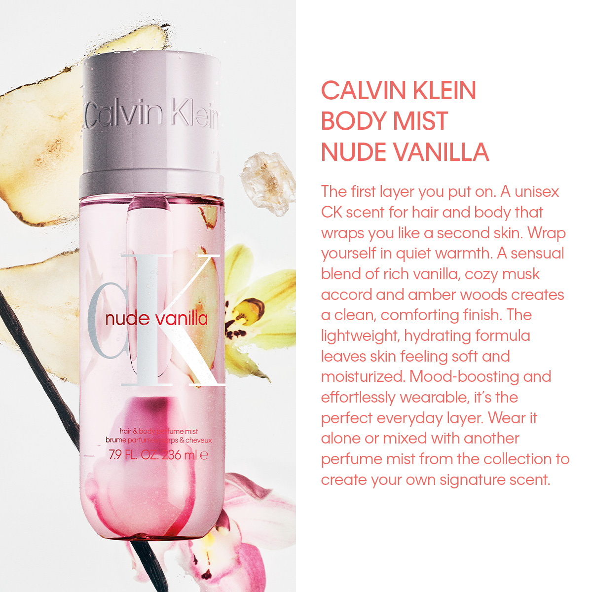 Calvin Klein CK Hair & Body Perfume Mist 236ml - Nude Vanilla | Warm ...