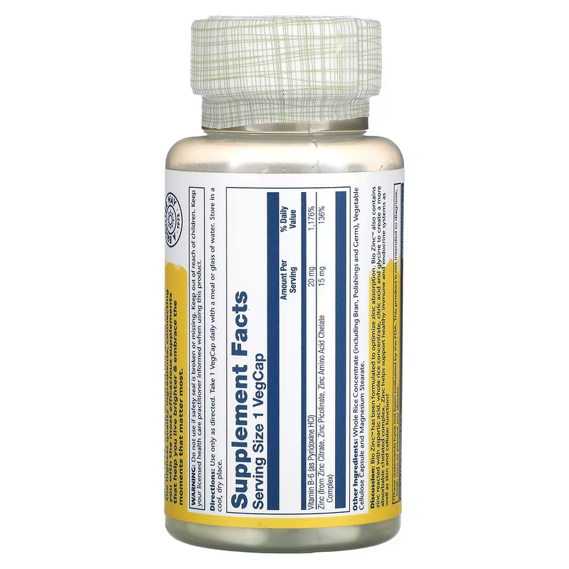 SOLARAY ZINC | Bio Zinc 15 mg / Zinc 50 mg / Zinc + Copper | 100 ...